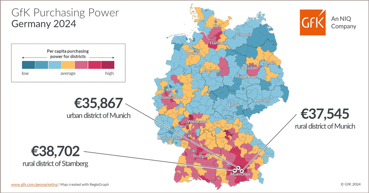 Map of the Month: GfK Purchasing Power, Germany 2024
